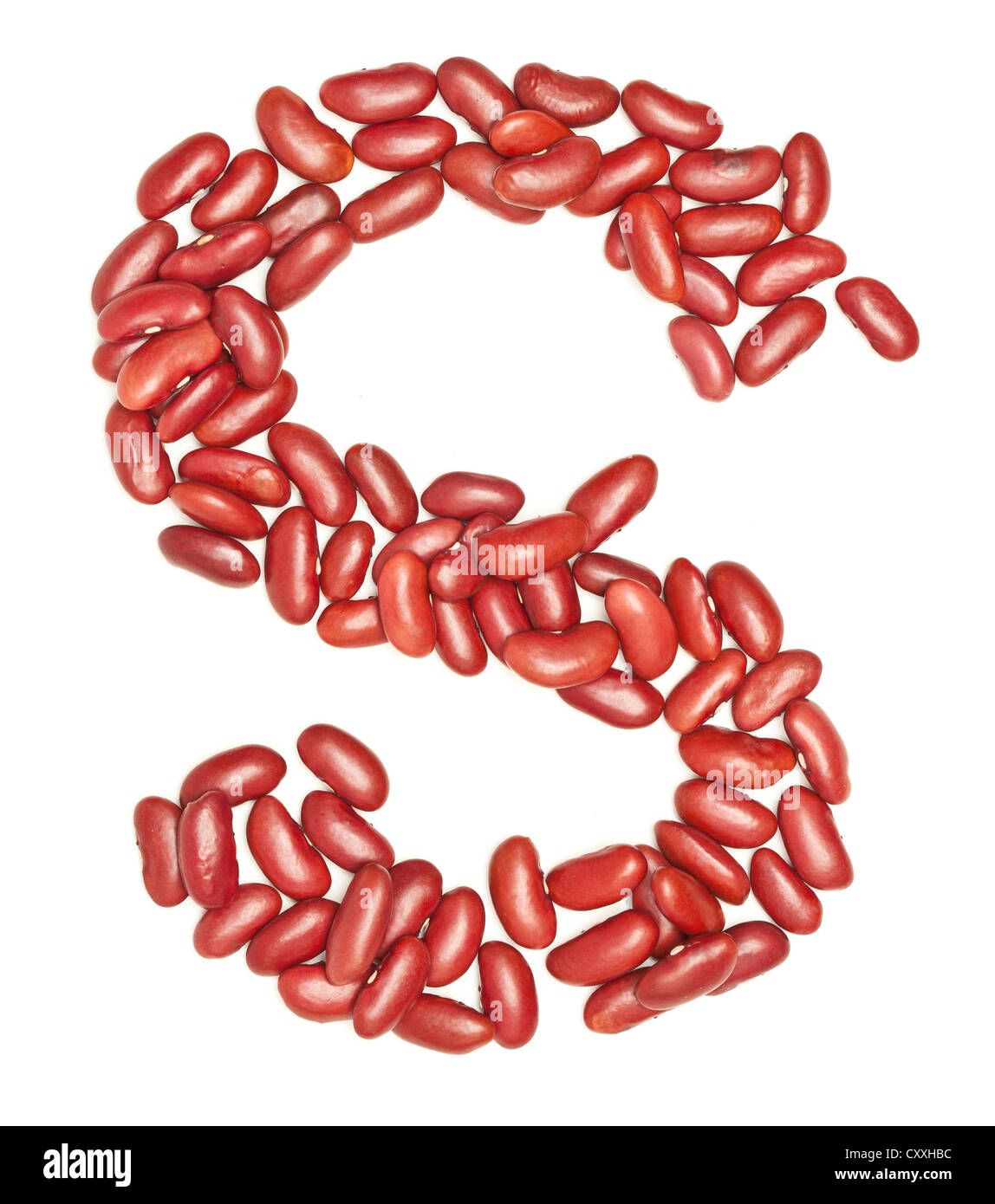 S, Alphabet from red beans. on white Stock Photo - Alamy