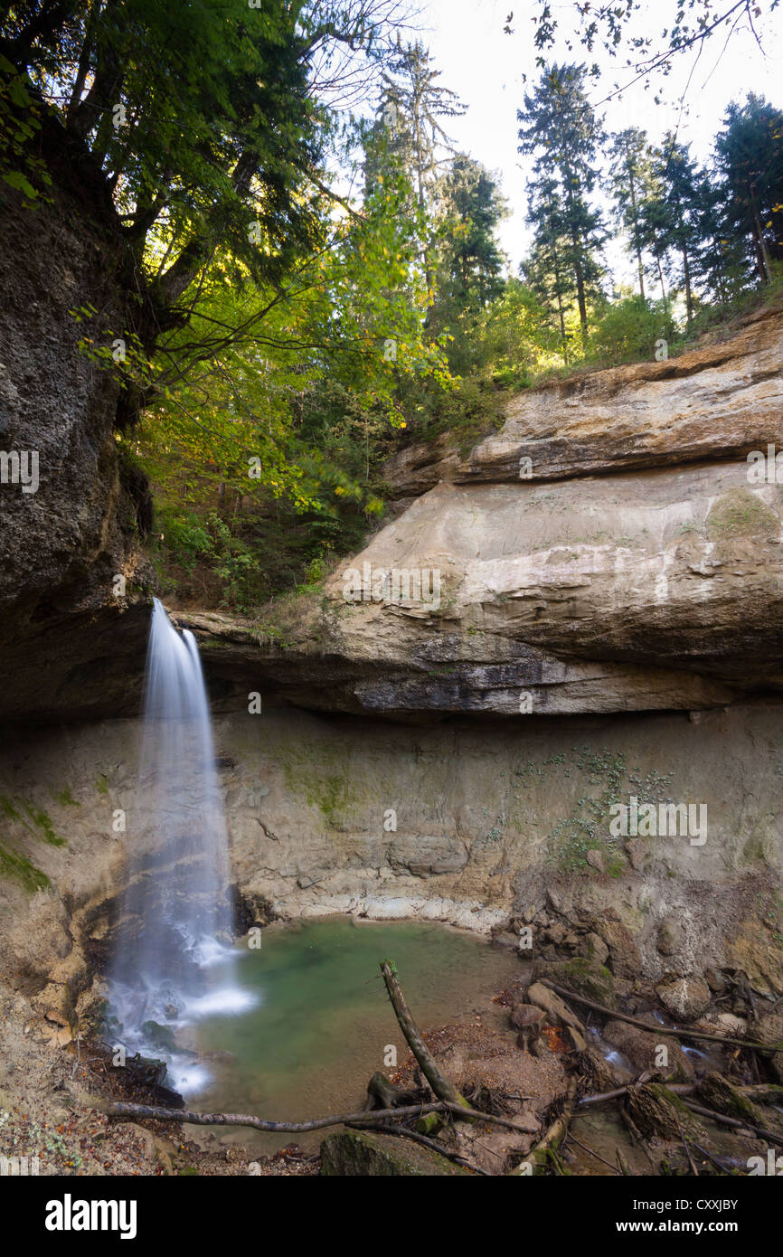 Scheidegg waterfalls, Scheidegg, Westallgaeu, Allgaeu, Swabia region ...