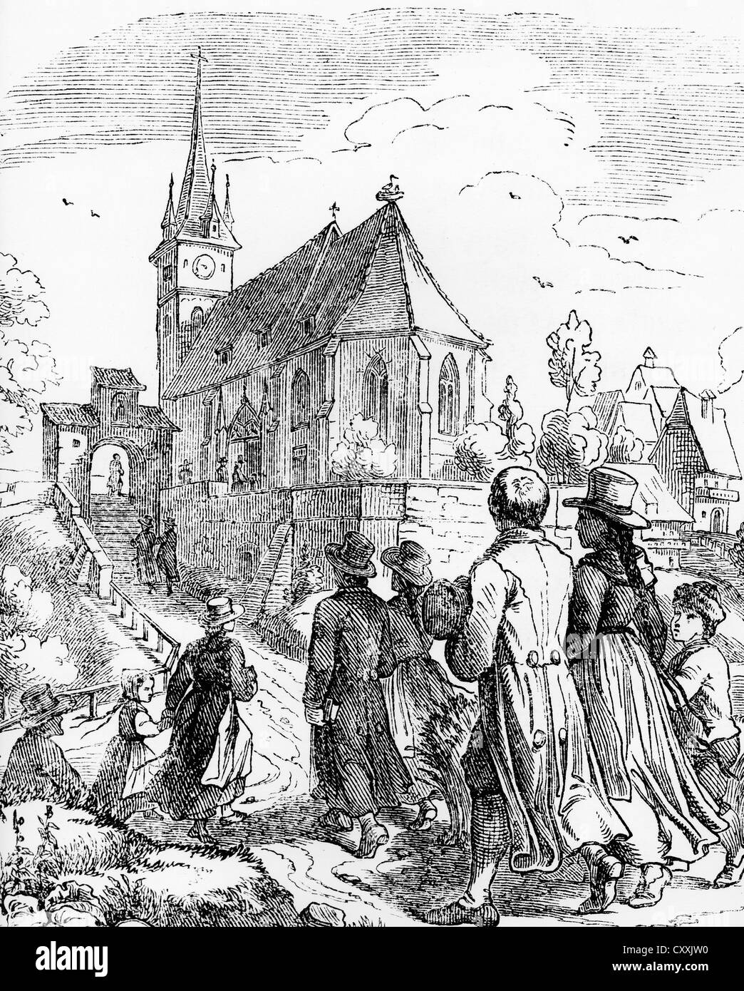 Old gothic church on Black and White Stock Photos & Images - Alamy