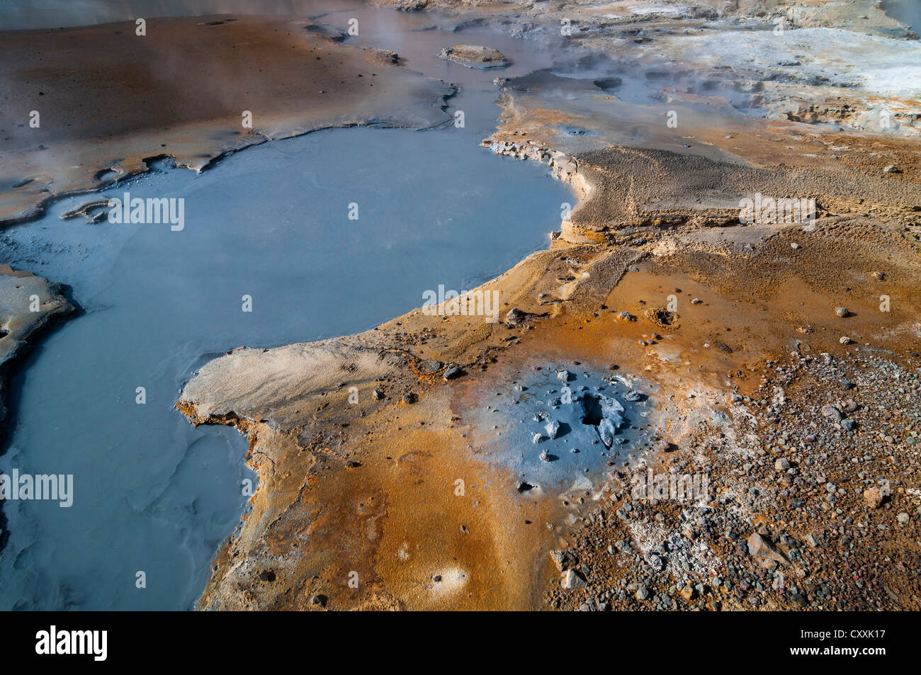 Mud pits, solfataras, with mineral deposits, Seltún Geothermal Area ...