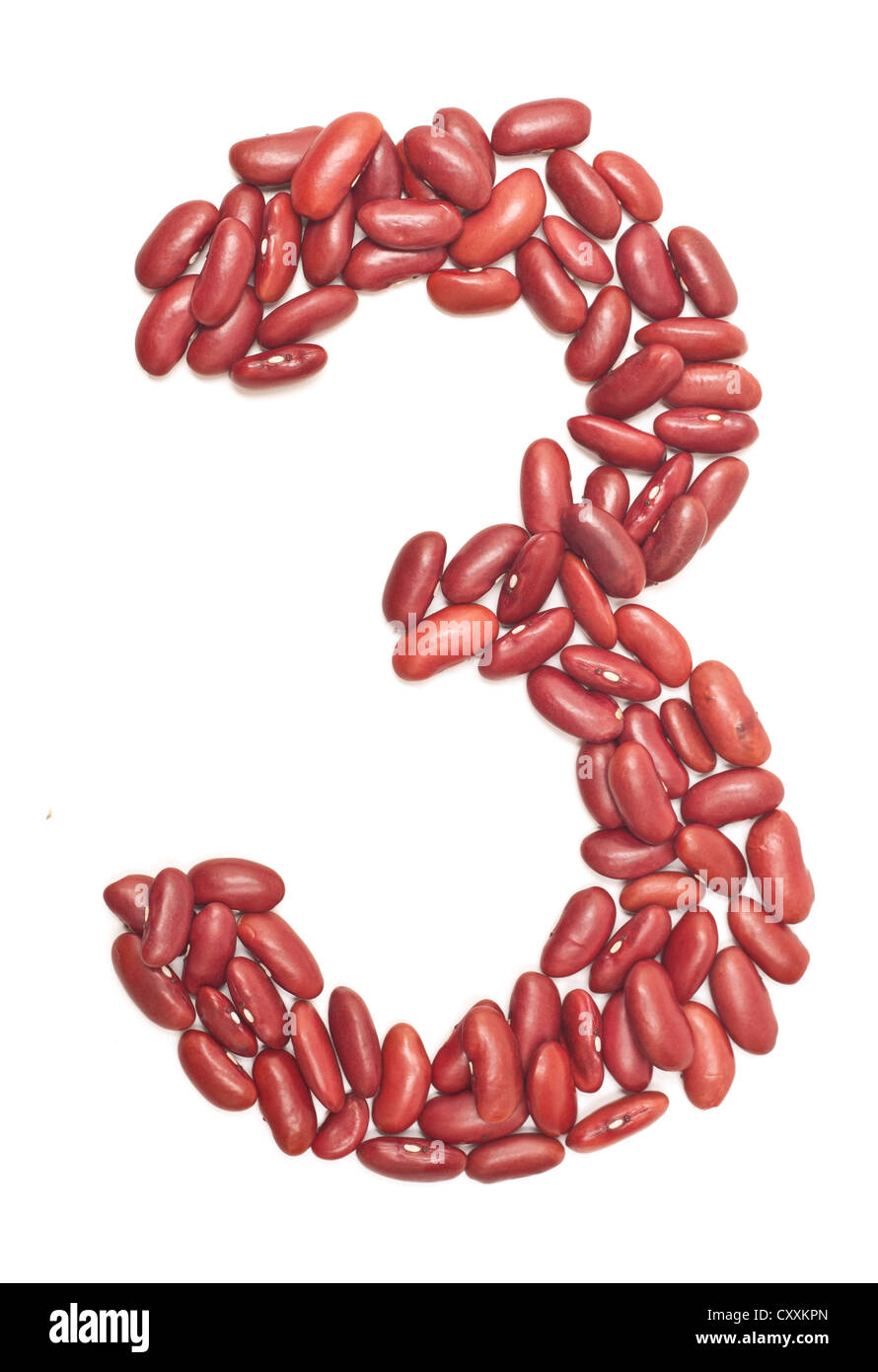 3 number,from red beans. on white Stock Photo - Alamy