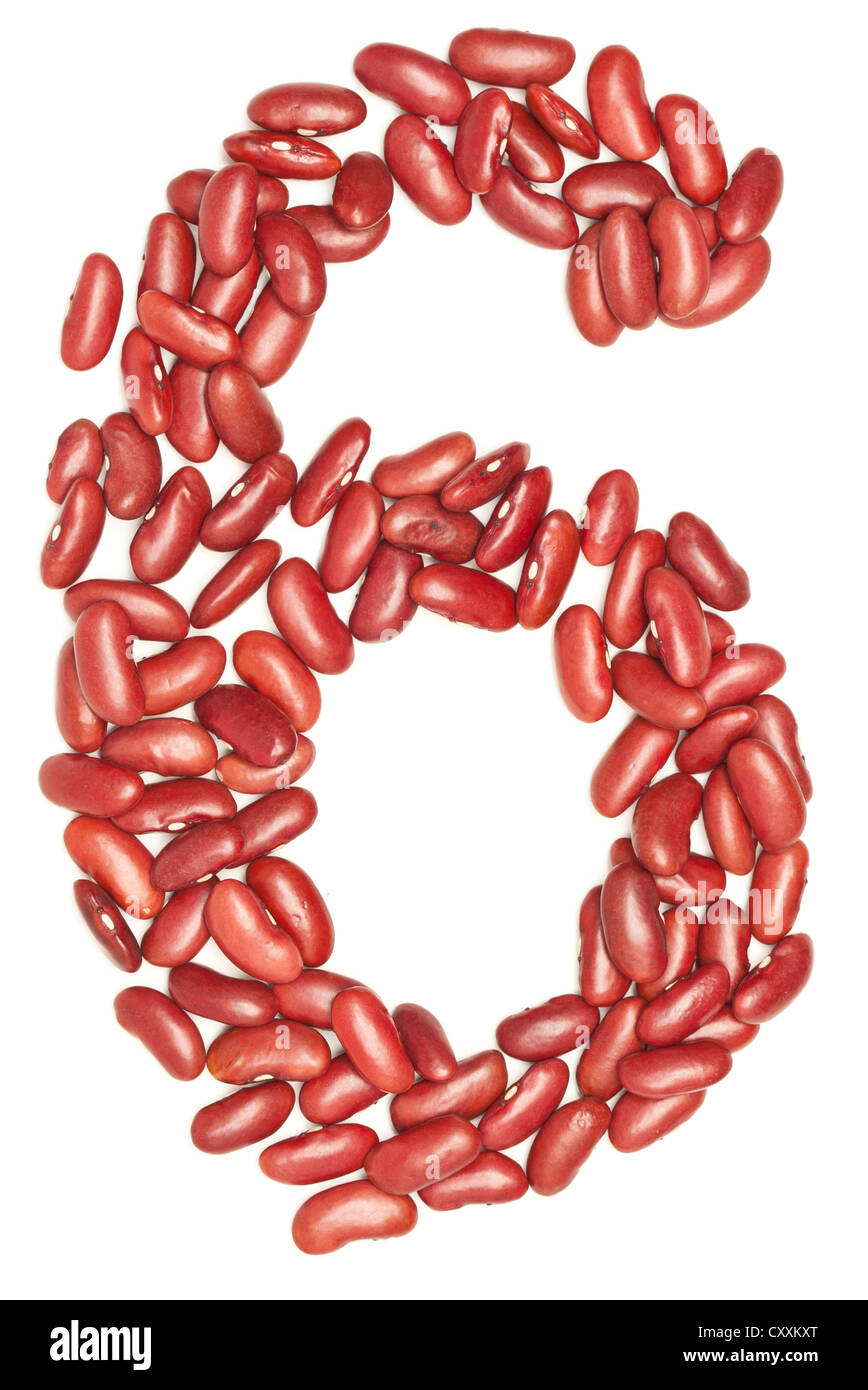 6 number,from red beans. on white Stock Photo - Alamy