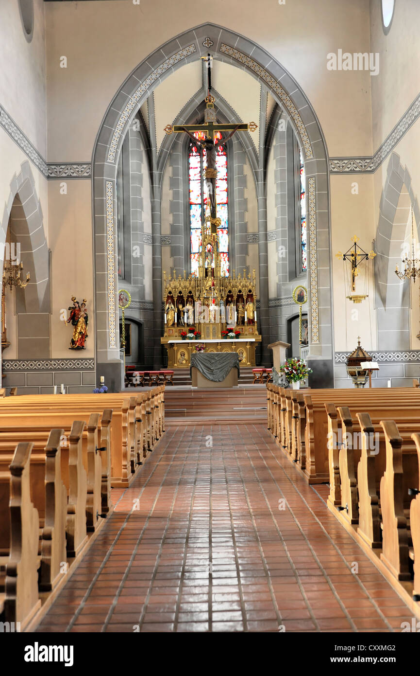 Interior view with altar area, parish church of St. Martin, Staufen im ...