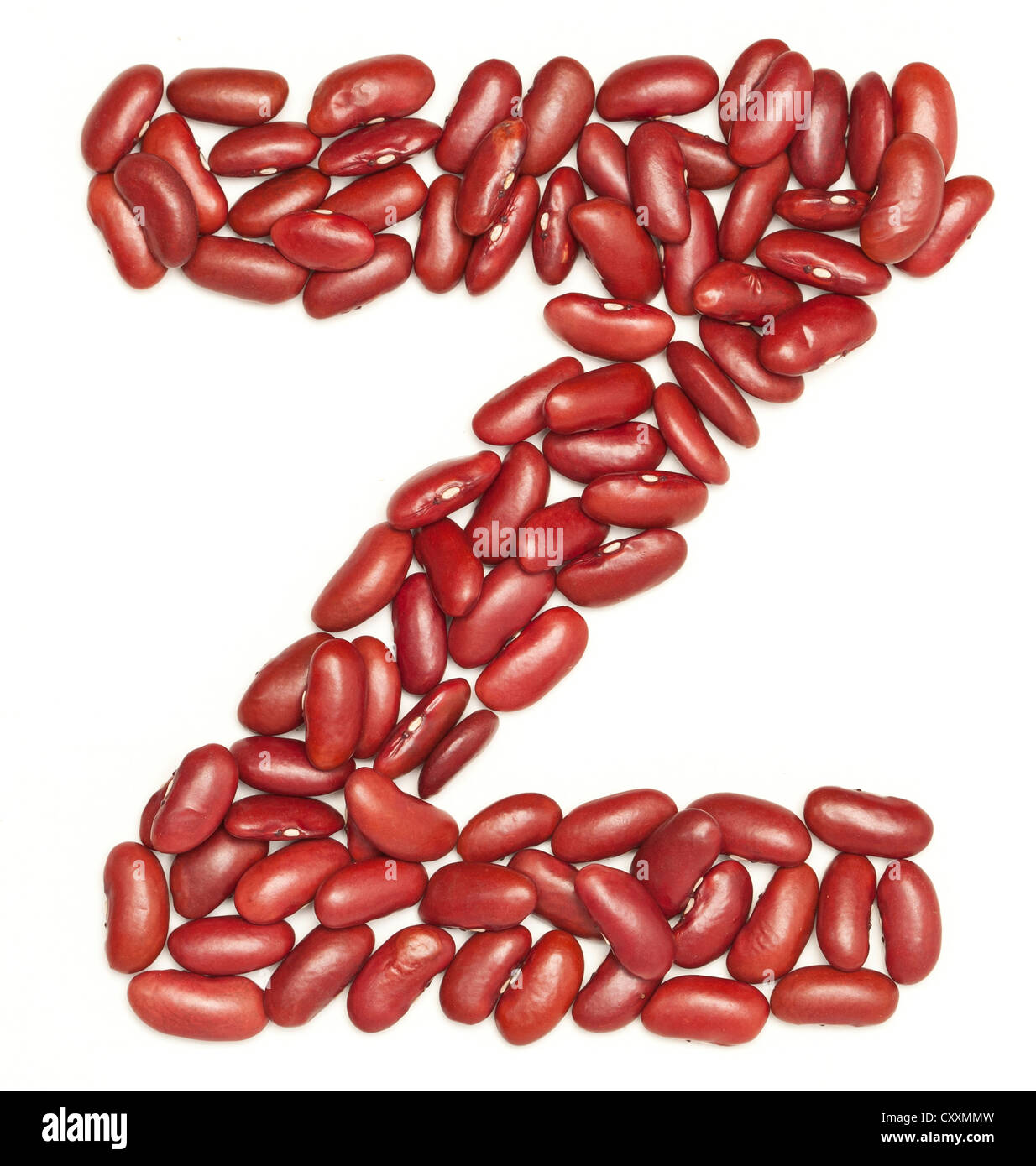 z, Alphabet from red beans. on white Stock Photo - Alamy