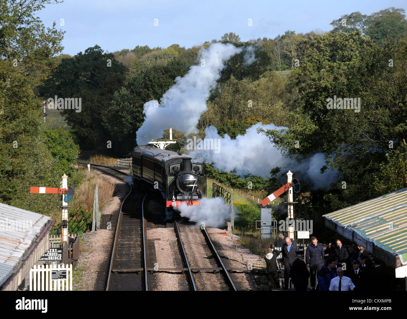 Steam locomotive train the 473 Birch Grove at Sheffield Park Station on ...