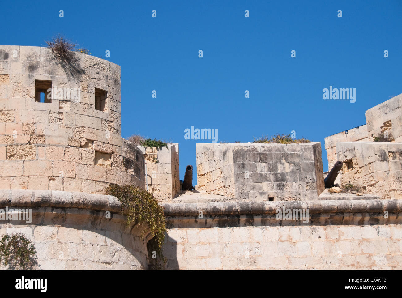 Part of the wall defenses of St. Elmo's Fort in Valletta, Malta Stock ...
