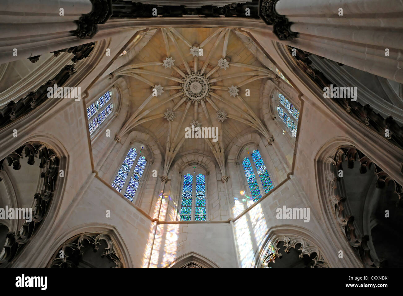 Interior view, vaulted ceiling, Gothic basilica of the Dominican ...