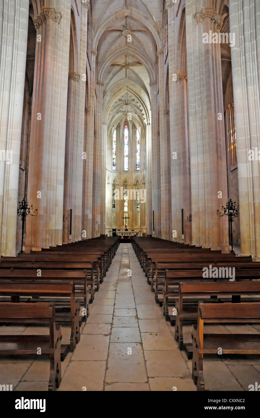 Interior view, Gothic basilica of the Dominican convent Mosteiro de ...