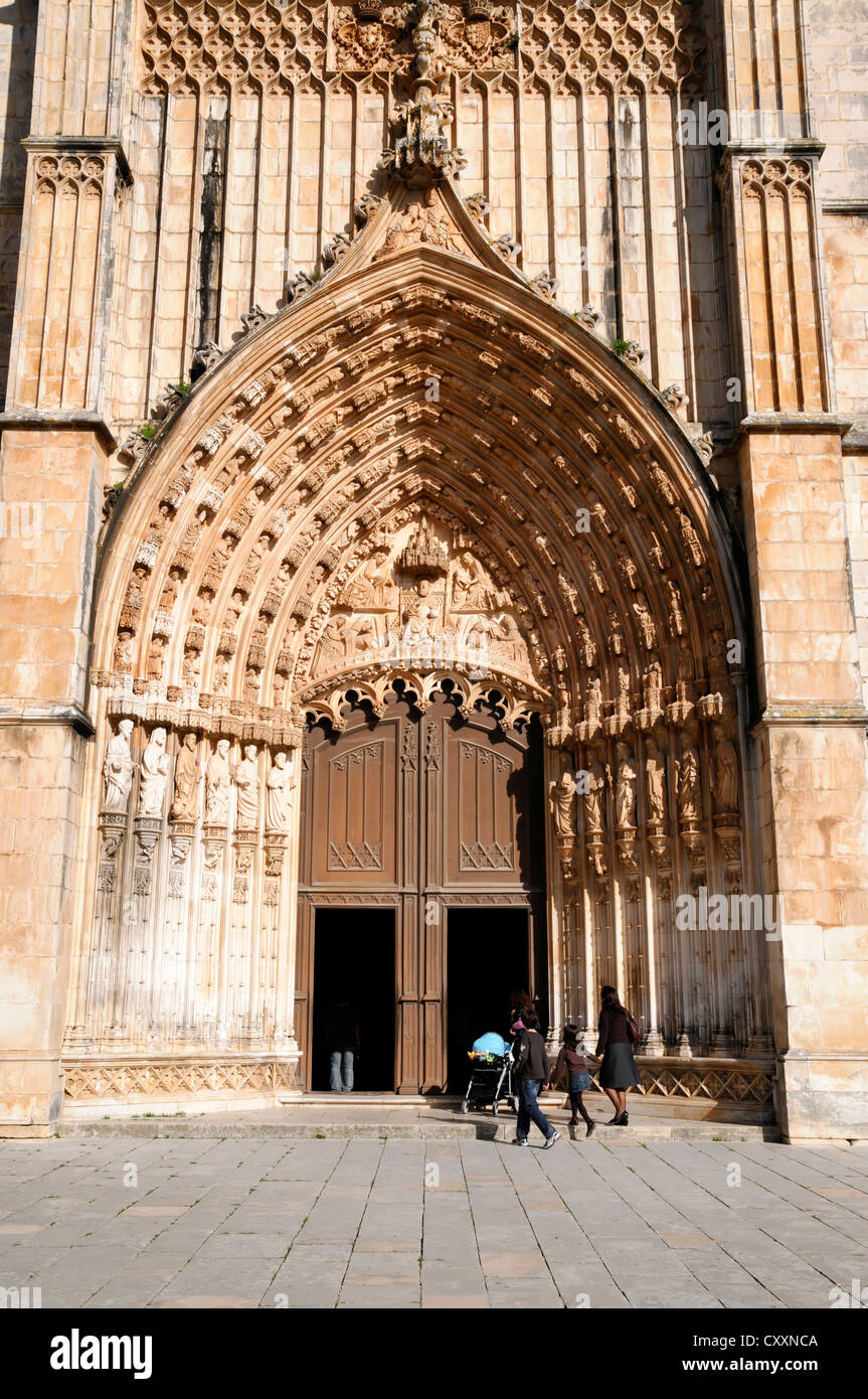 Gothic portal, main entrance, of the basilica, Dominican convent ...