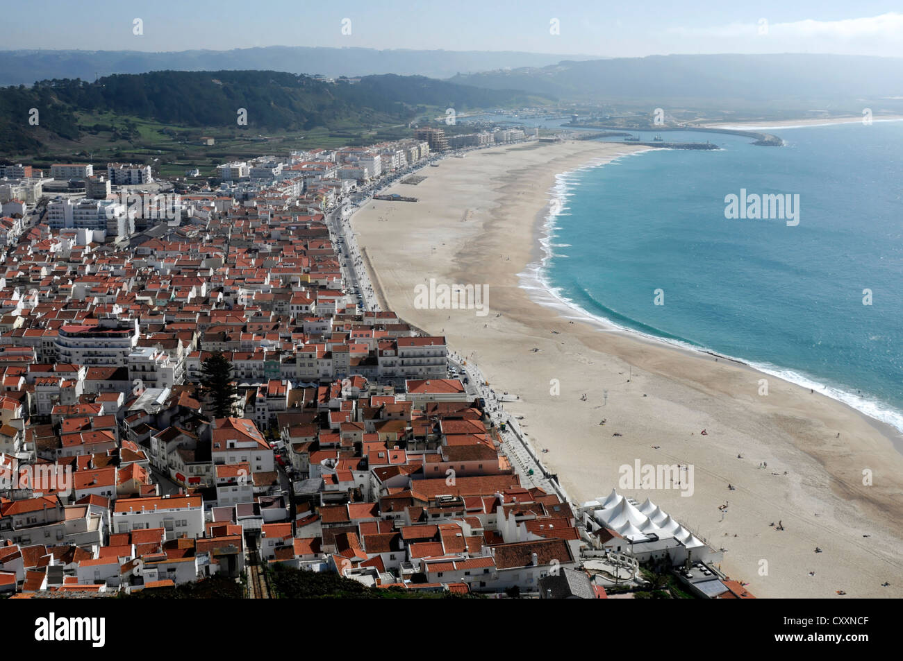 Nazare, view of Sitio, viewpoint Upper Town, Central Portugal, Portugal ...