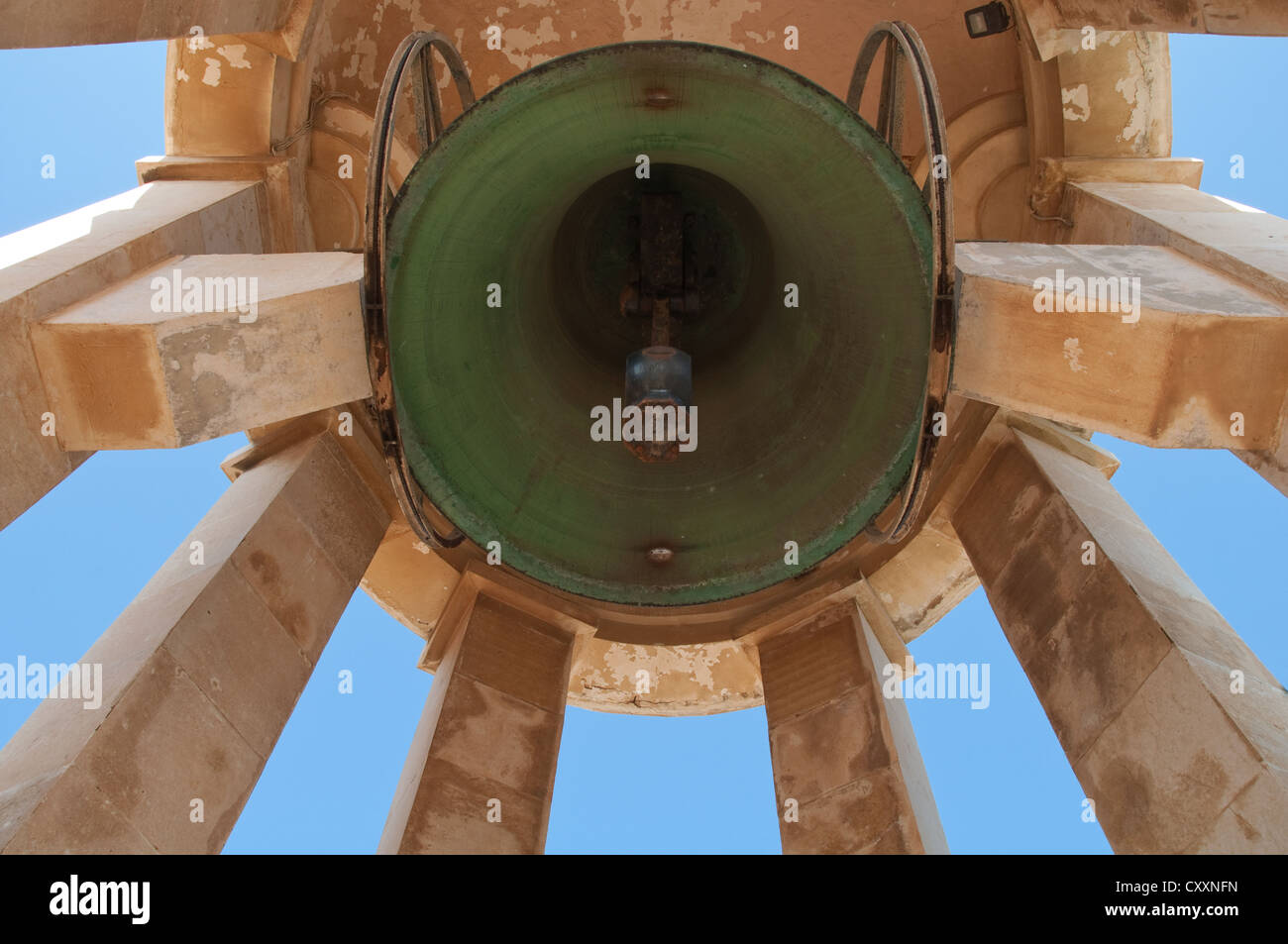 Looking up inside the Seige Bell in Valletta, Malta Stock Photo - Alamy