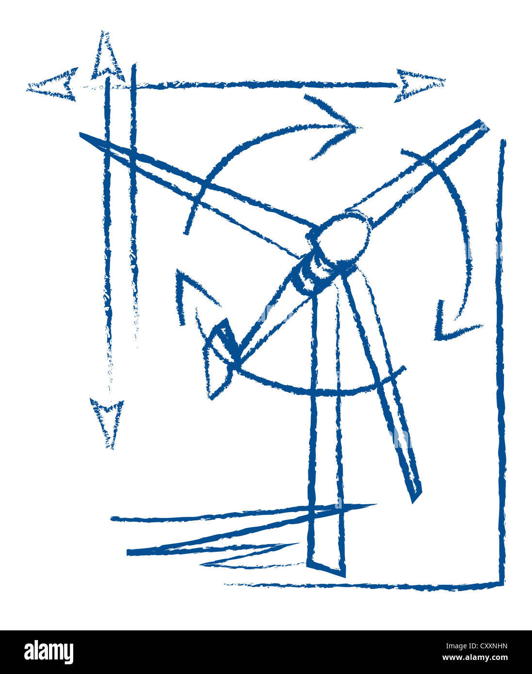 Wind turbine technical drawing Cut Out Stock Images & Pictures - Alamy