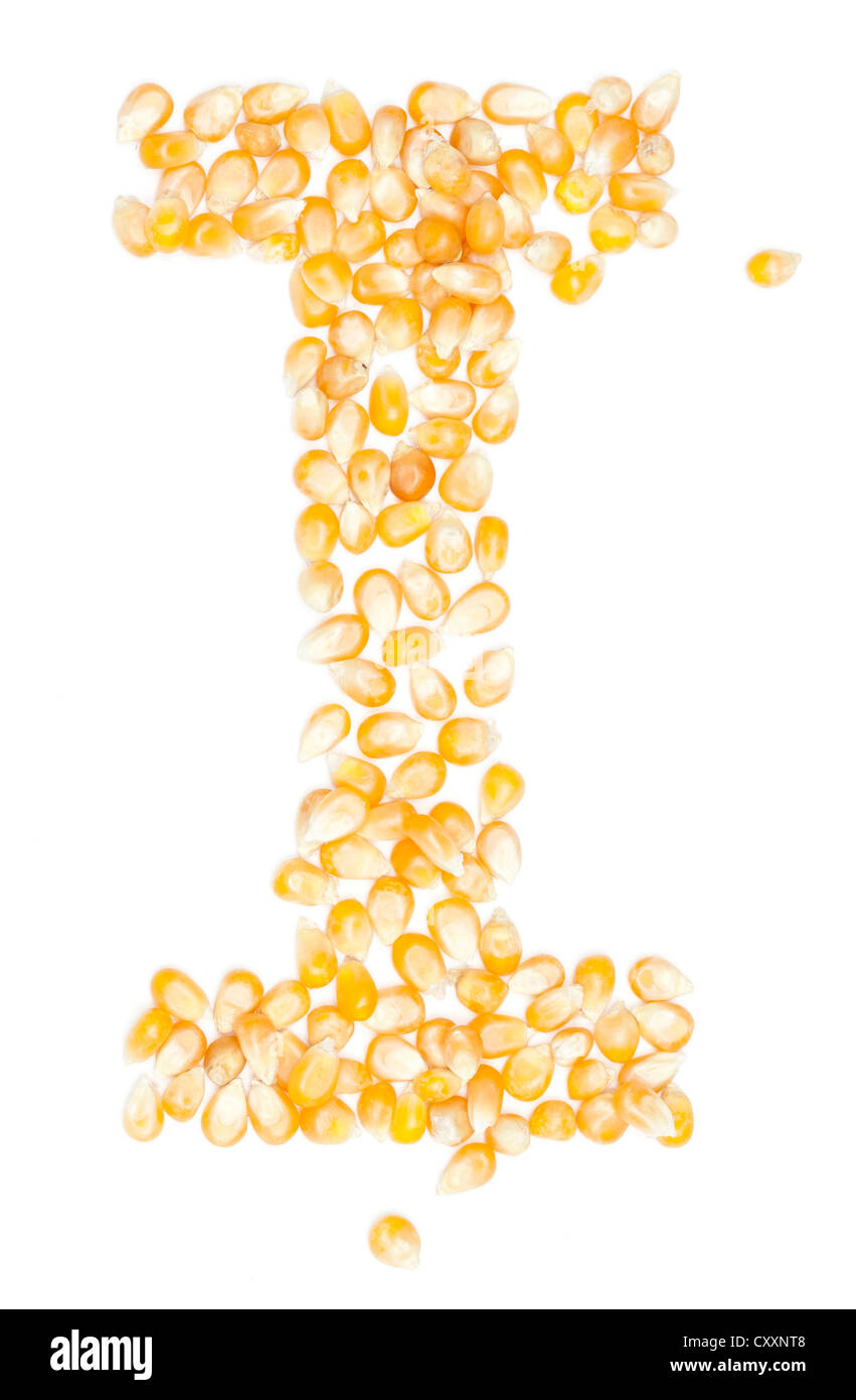 I,Alphabet from Organic corn beans dry on white Stock Photo - Alamy