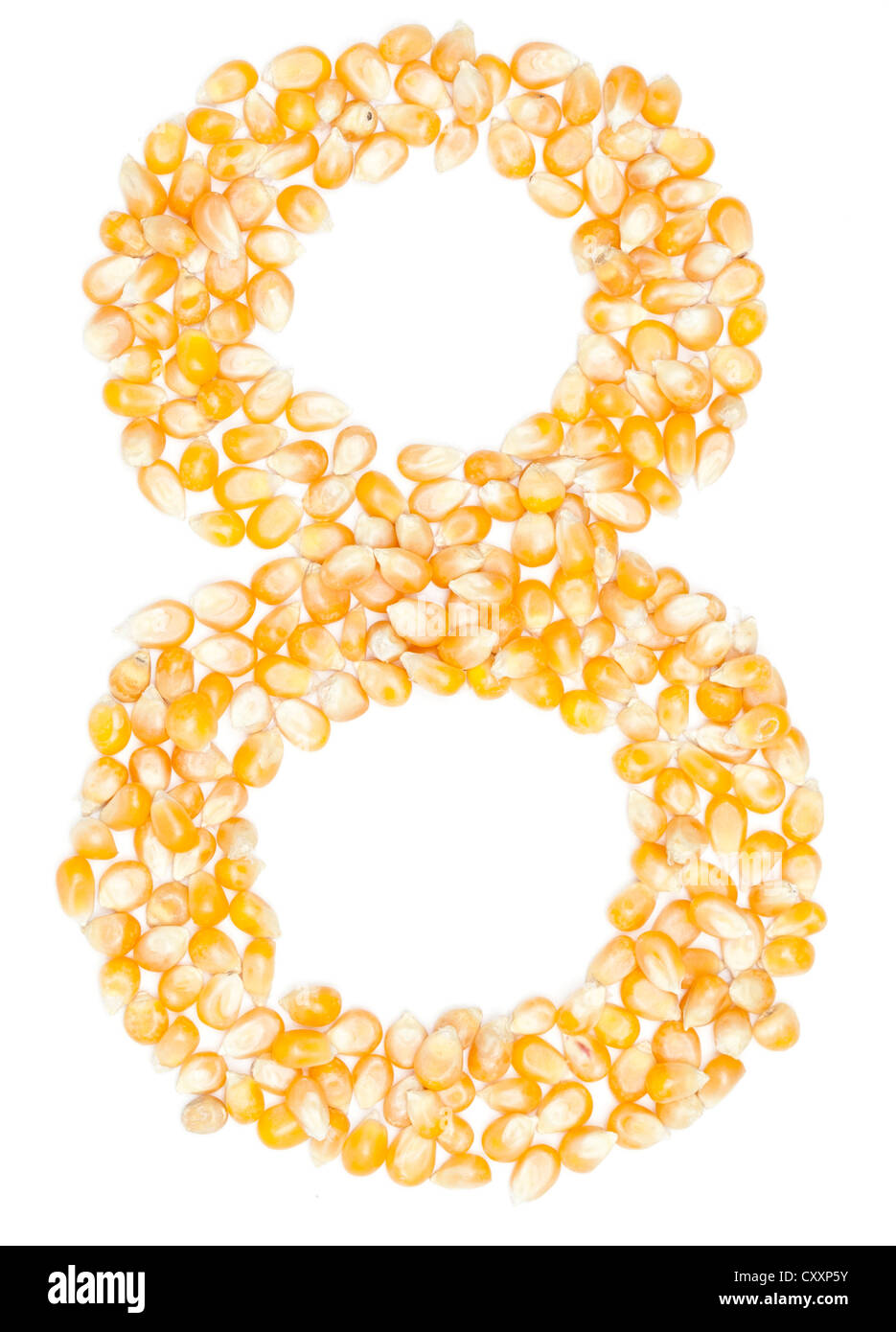 8, number from Organic corn beans dry on white Stock Photo - Alamy