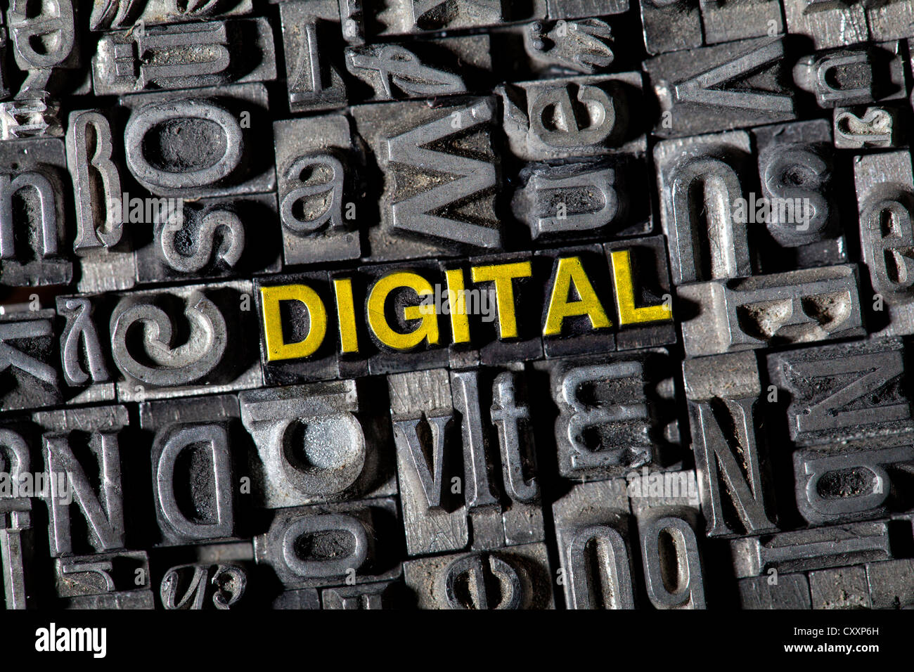 Old lead letters forming the word "DIGITAL Stock Photo - Alamy