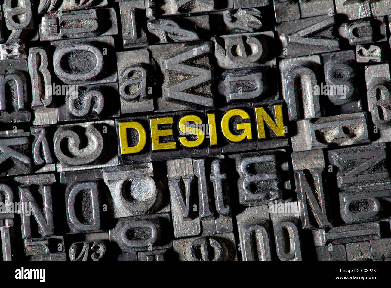 Old lead letters forming the word "DESIGN Stock Photo - Alamy