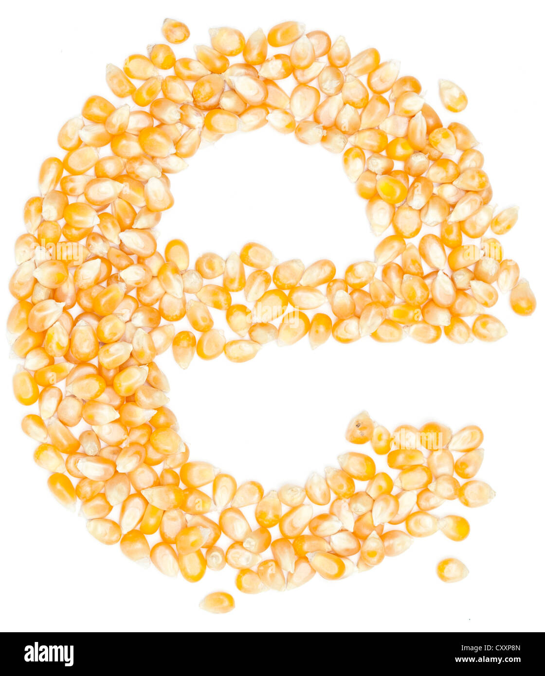 e,Alphabet from Organic corn beans dry on white Stock Photo - Alamy