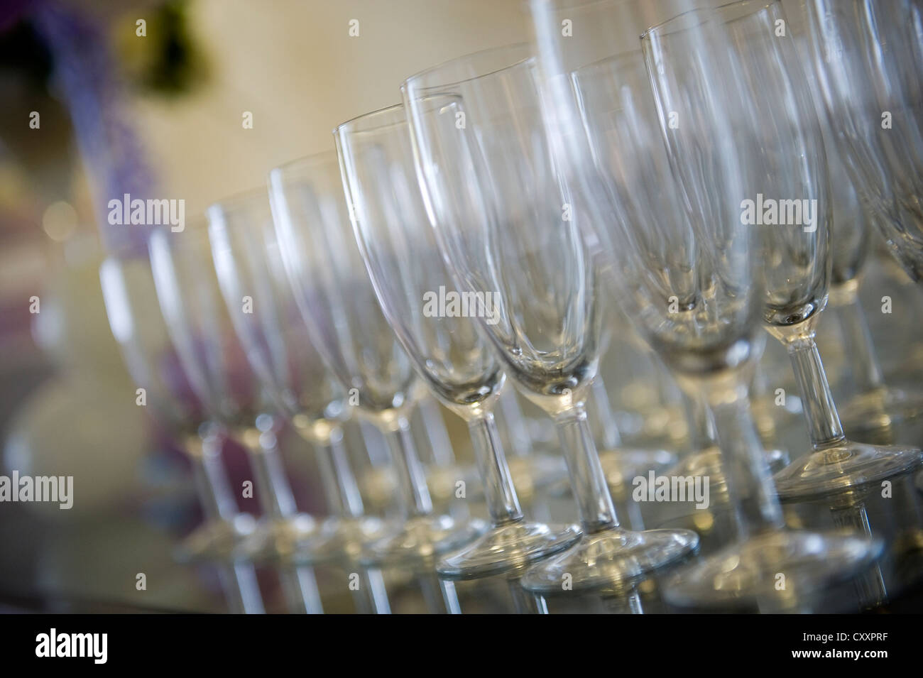 Glasses at reception Stock Photo - Alamy