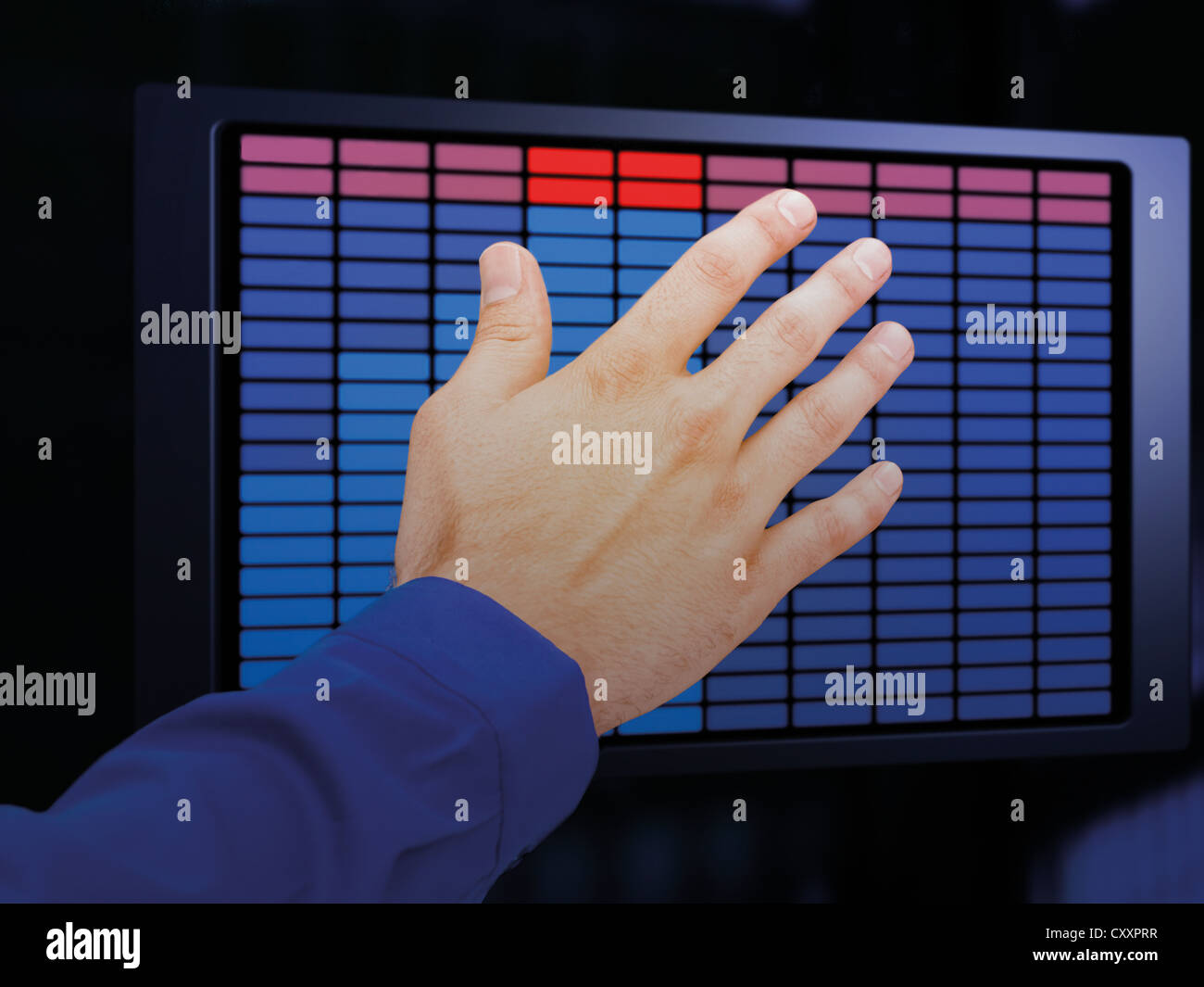 Male hand touching a display, identification, security code Stock Photo ...
