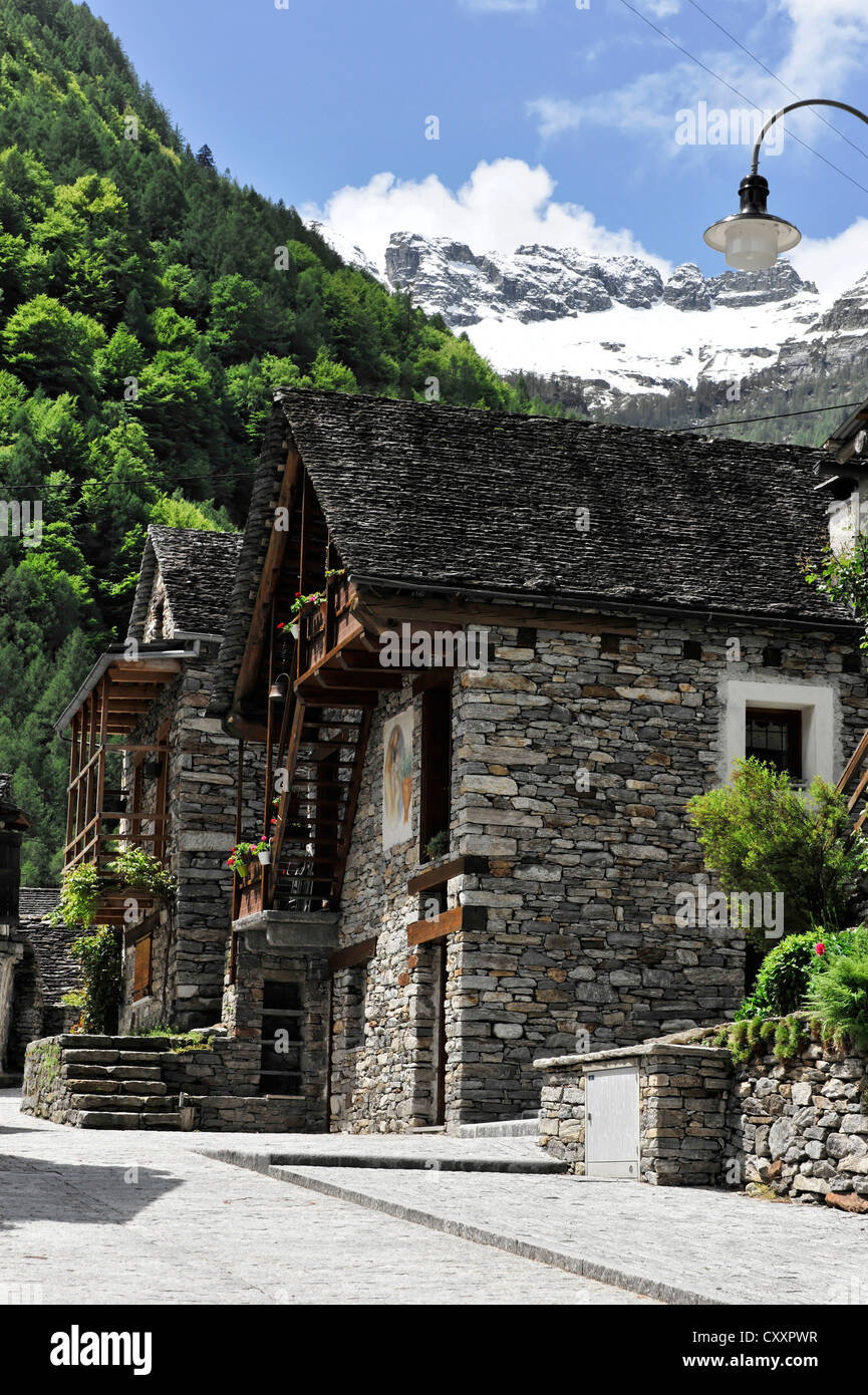 Typical stone house, Sonogno, 918m, the rearmost village in the Valle ...