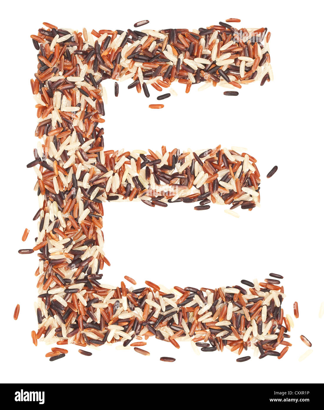 E, Alphabet from Organic Whole grain Rice Stock Photo - Alamy