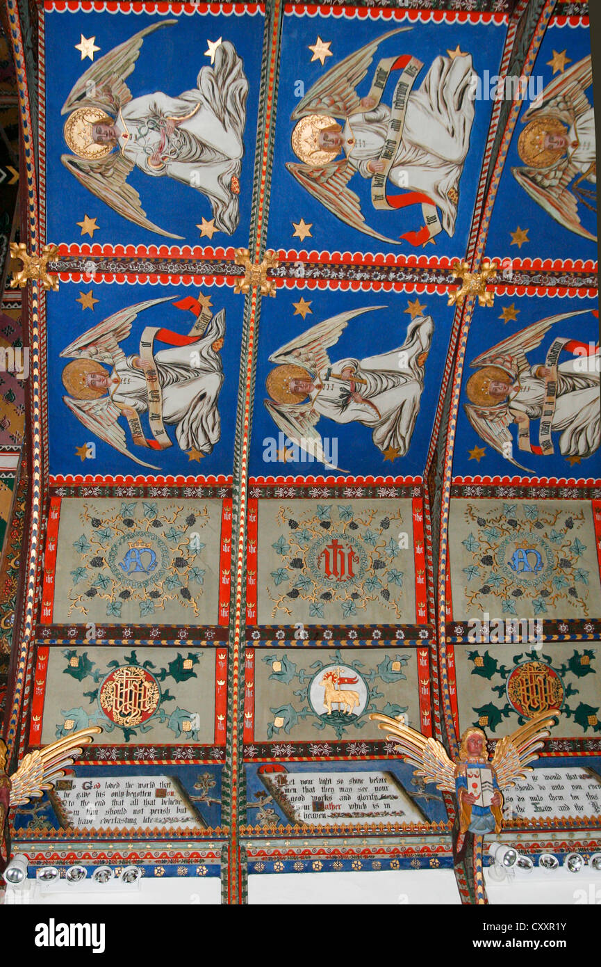 Painted ceiling Angels St Marys church Huntingfield Suffolk England UK ...