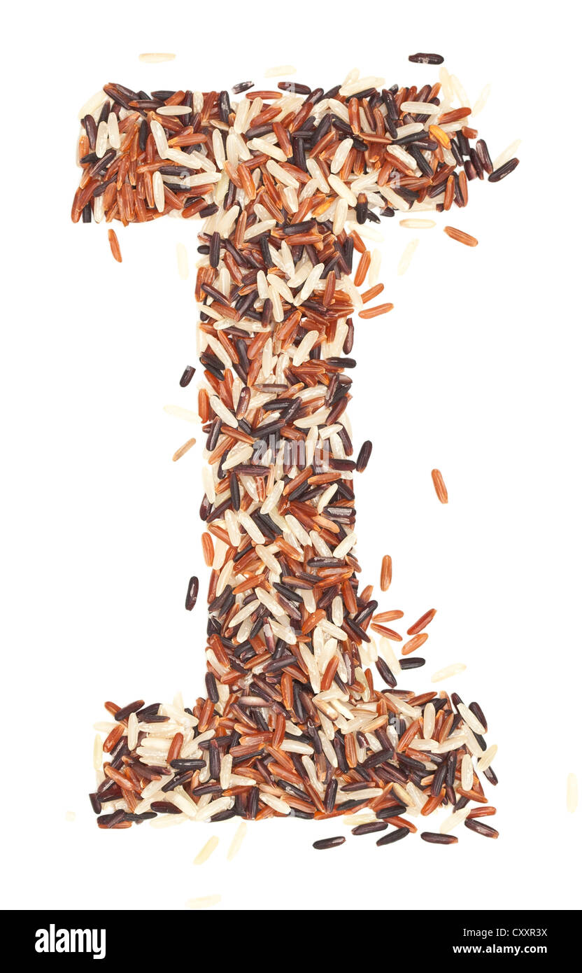 I, Alphabet from Organic Whole grain Rice Stock Photo - Alamy