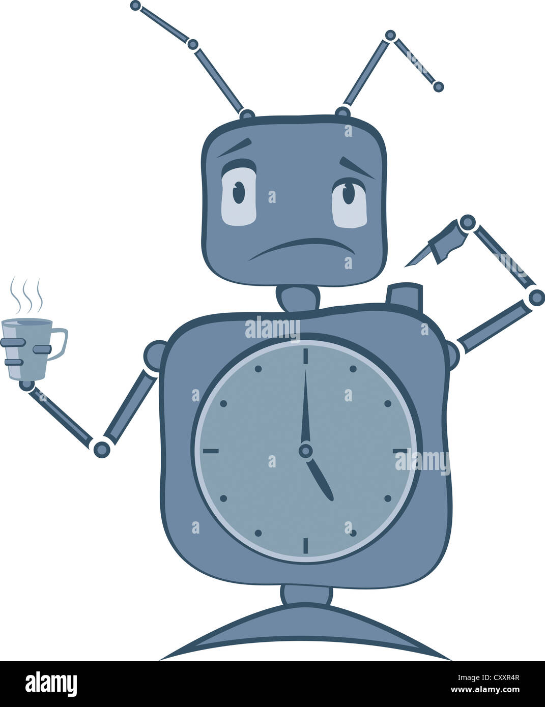 Robot with Clocks and Antenas Stock Photo - Alamy