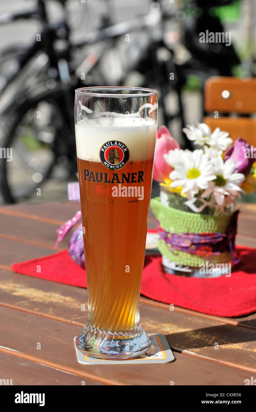 Paulaner Weissbier, wheat beer from the Paulaner brewery, beer garden ...