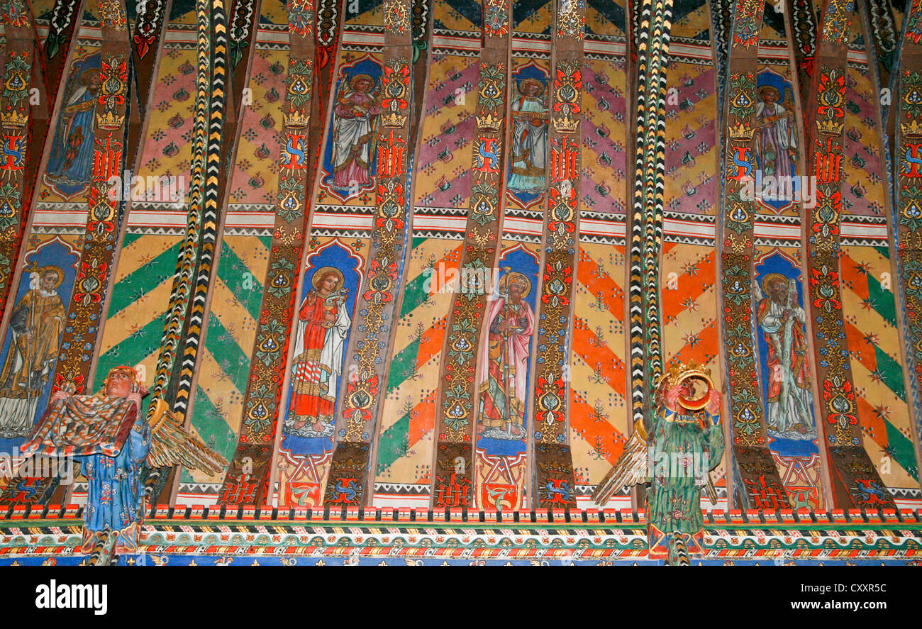Painted ceiling St Marys church Huntingfield Suffolk England UK Stock ...