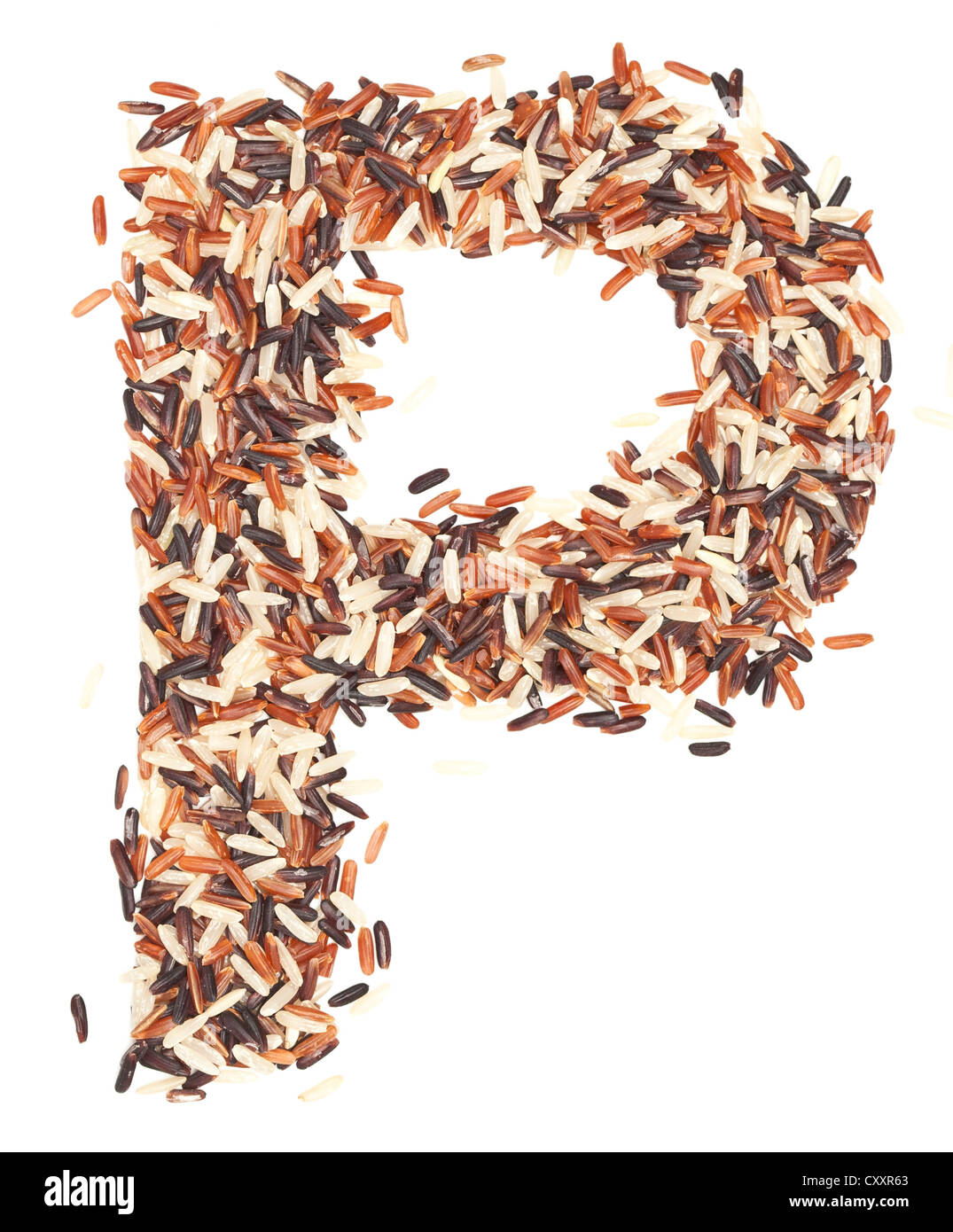 P, Alphabet from Organic Whole grain Rice Stock Photo - Alamy