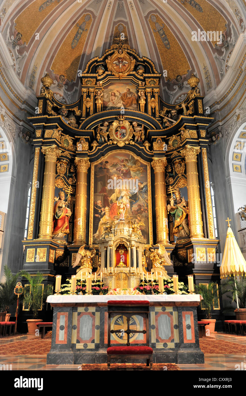 Interior view, altar, altar area, basilica and pilgrimage church of St ...