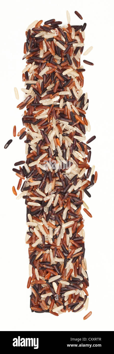 i, Alphabet from Organic Whole grain Rice Stock Photo - Alamy