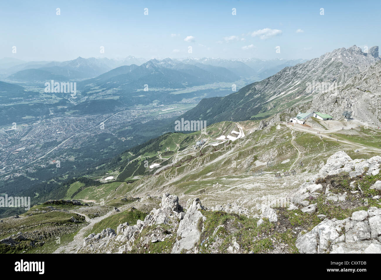 View from Mt Hafelekarspitze to Seegrube, Innsbruck, Inn Valley, Stubai ...
