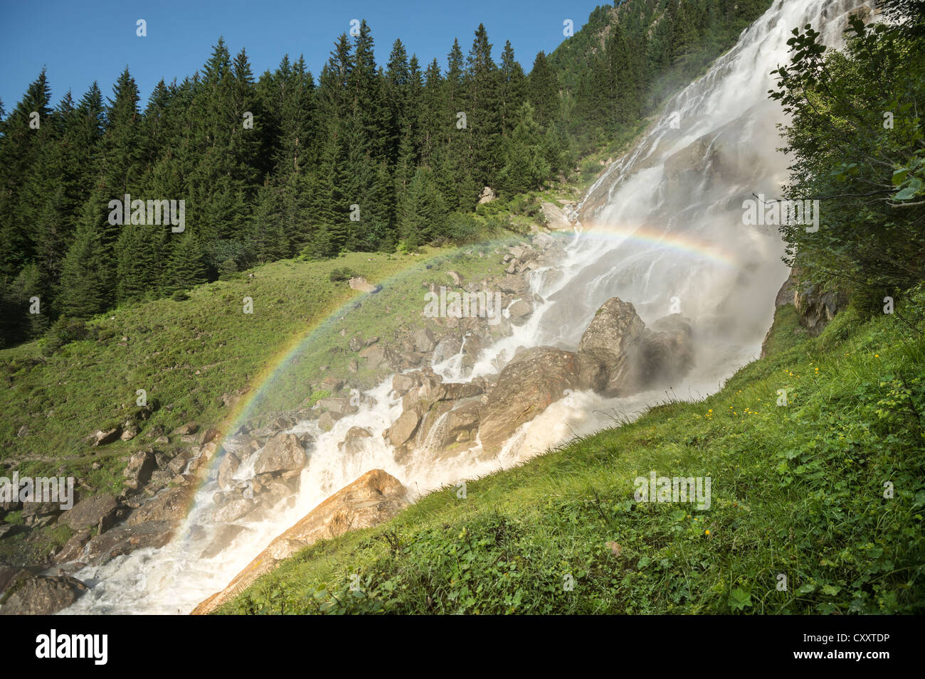 Grawa waterfall, natural monument, Stubai Valley, Tyrol, Austria ...