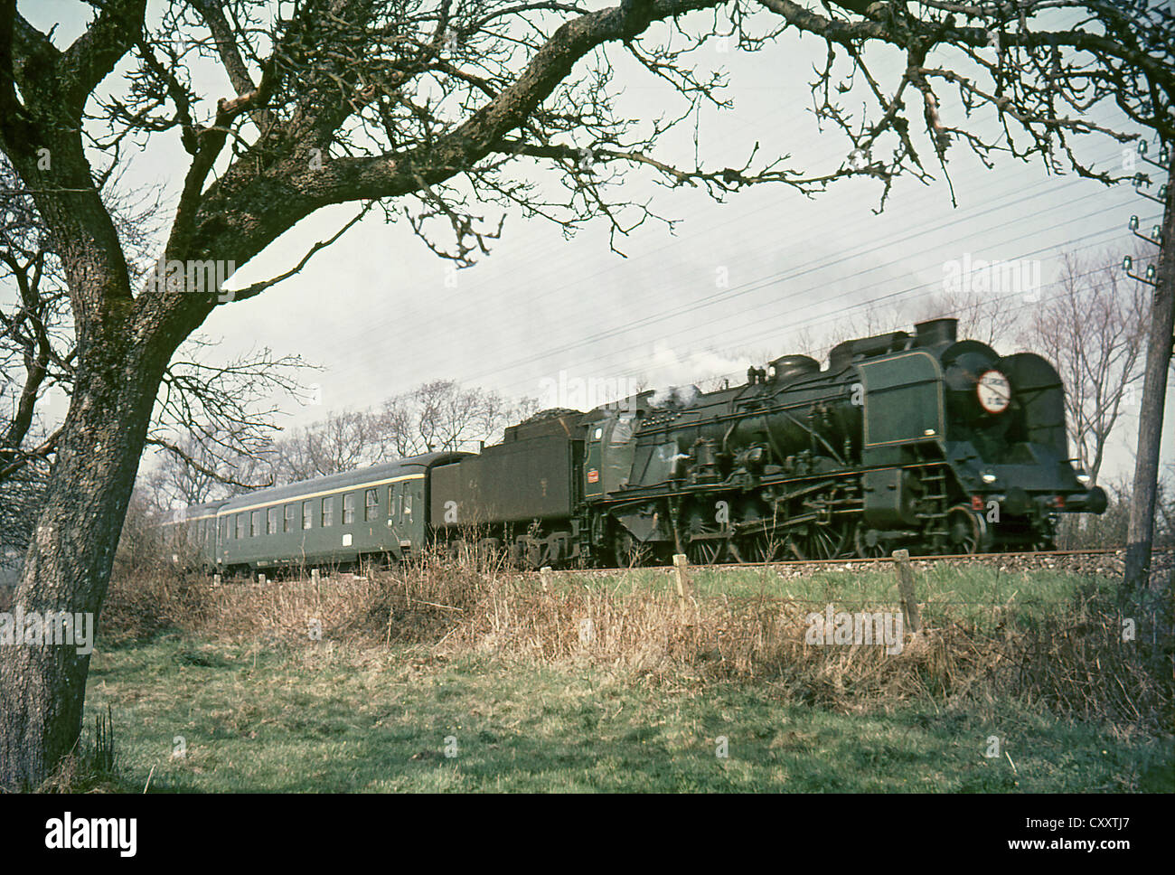 The southbound Fleche D'or' ( Golden Arrow) headed by an SNCF Pacific ...