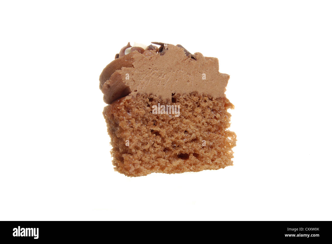 Half a chocolate cupcale isolated on a white background Stock Photo - Alamy