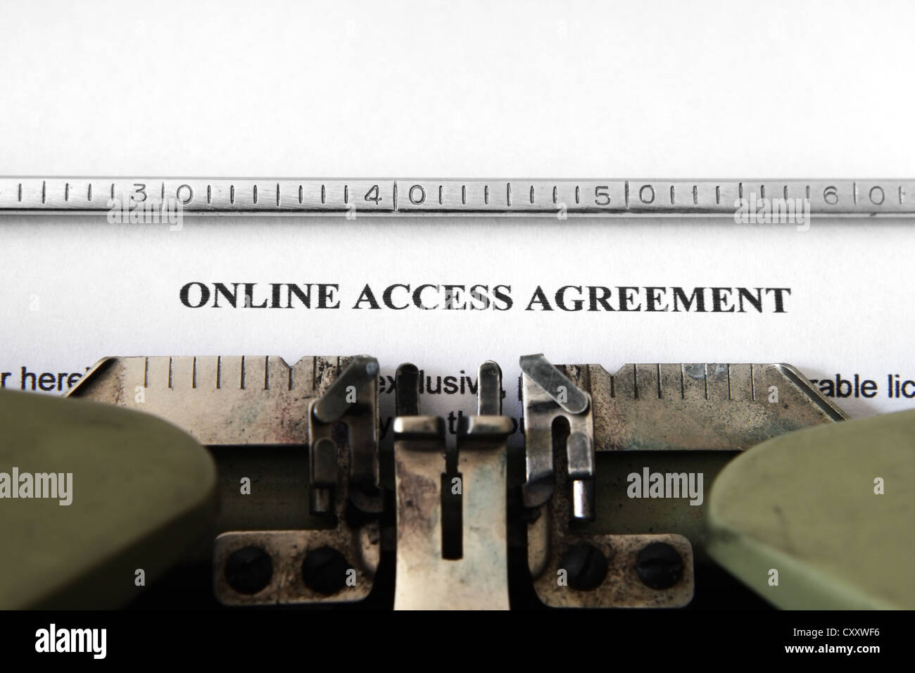 Document on typewriter Stock Photo - Alamy