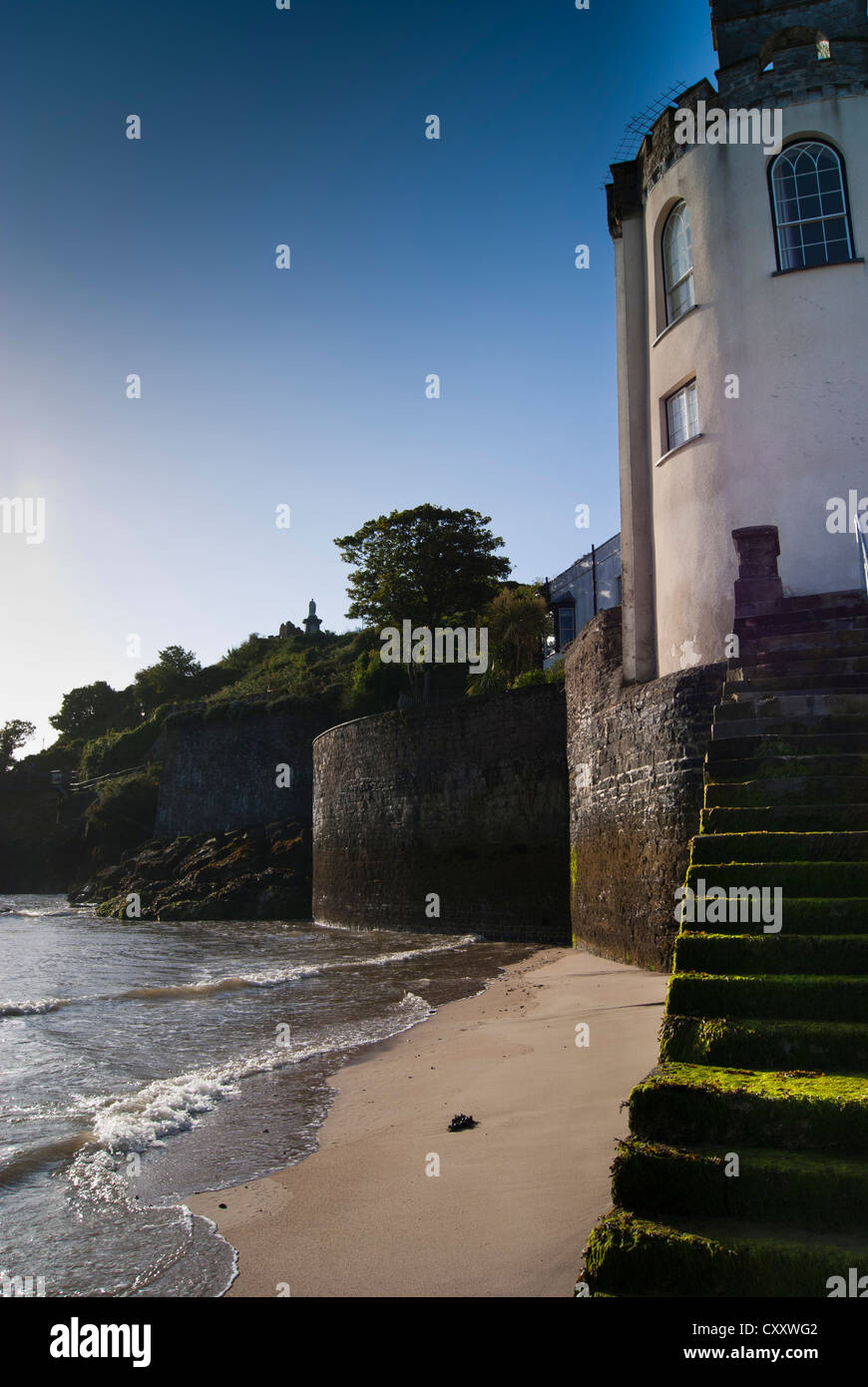 Tenby Shoreline House and Steps Stock Photo - Alamy
