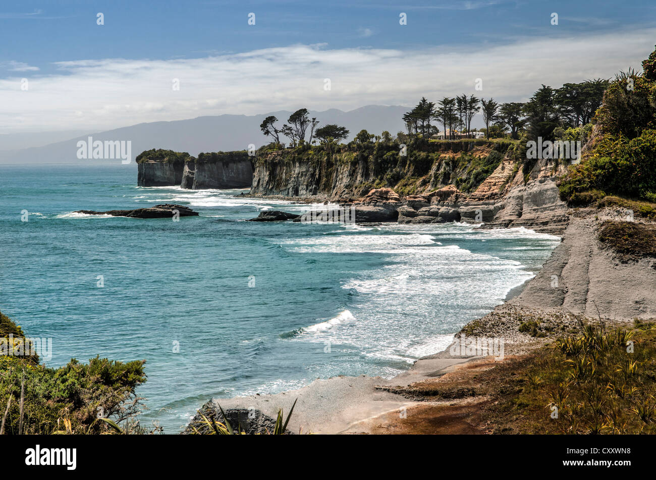 Cliffs at Westport, Cape Foulwind, South Island, New Zealand, Oceania ...