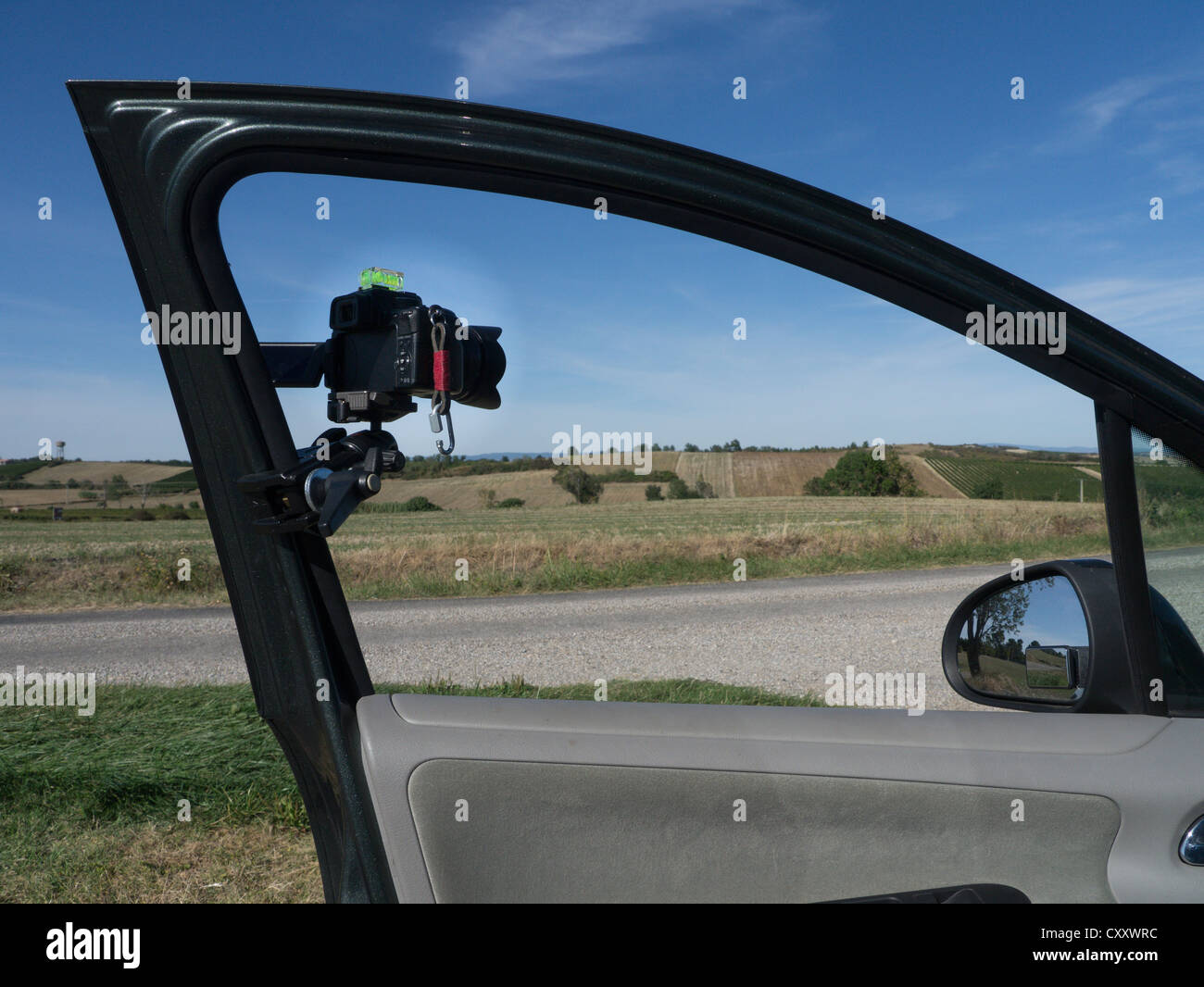 A Manfrotto camera clamp used to hold a Panasonic camera in position on ...