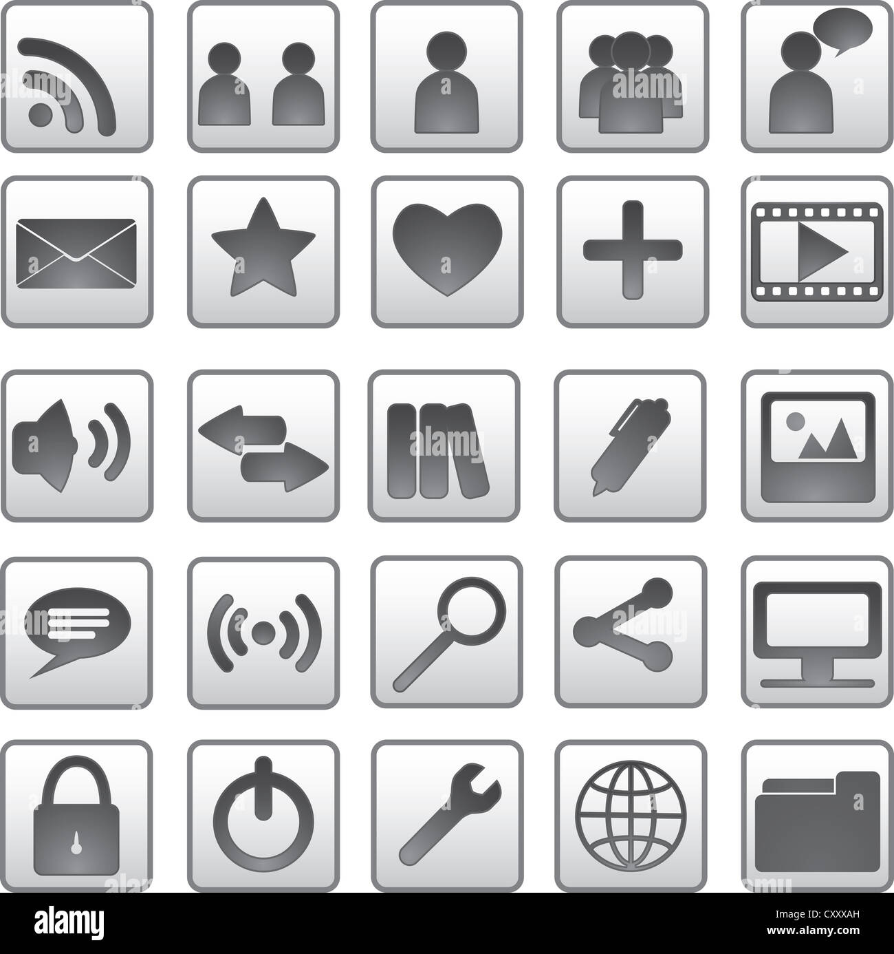 Media Icons Set Stock Photo - Alamy