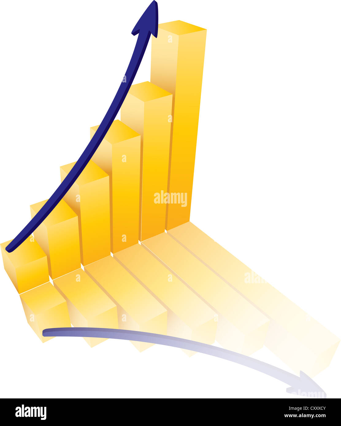 Success Graph Illustration With Gold and Blue Colors Stock Photo - Alamy