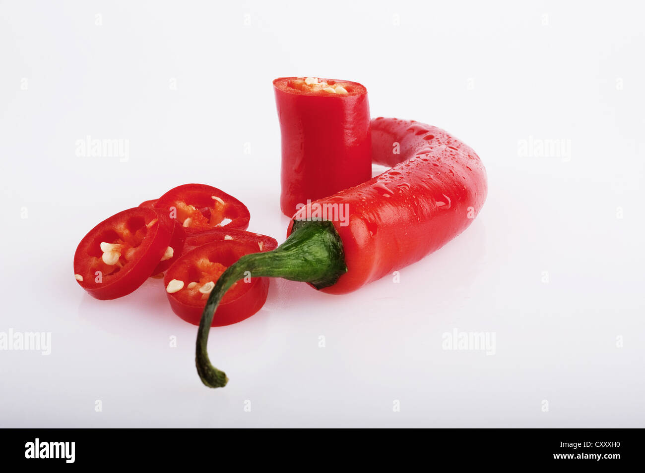 Red Pepperoni sliced Stock Photo - Alamy