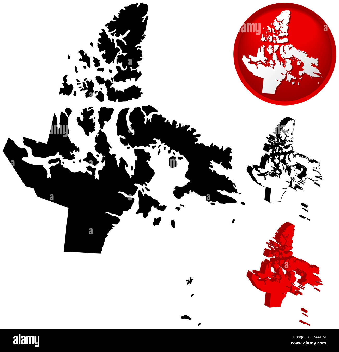 Detailed Map of Nunavut, Canada with several variations Stock Photo - Alamy