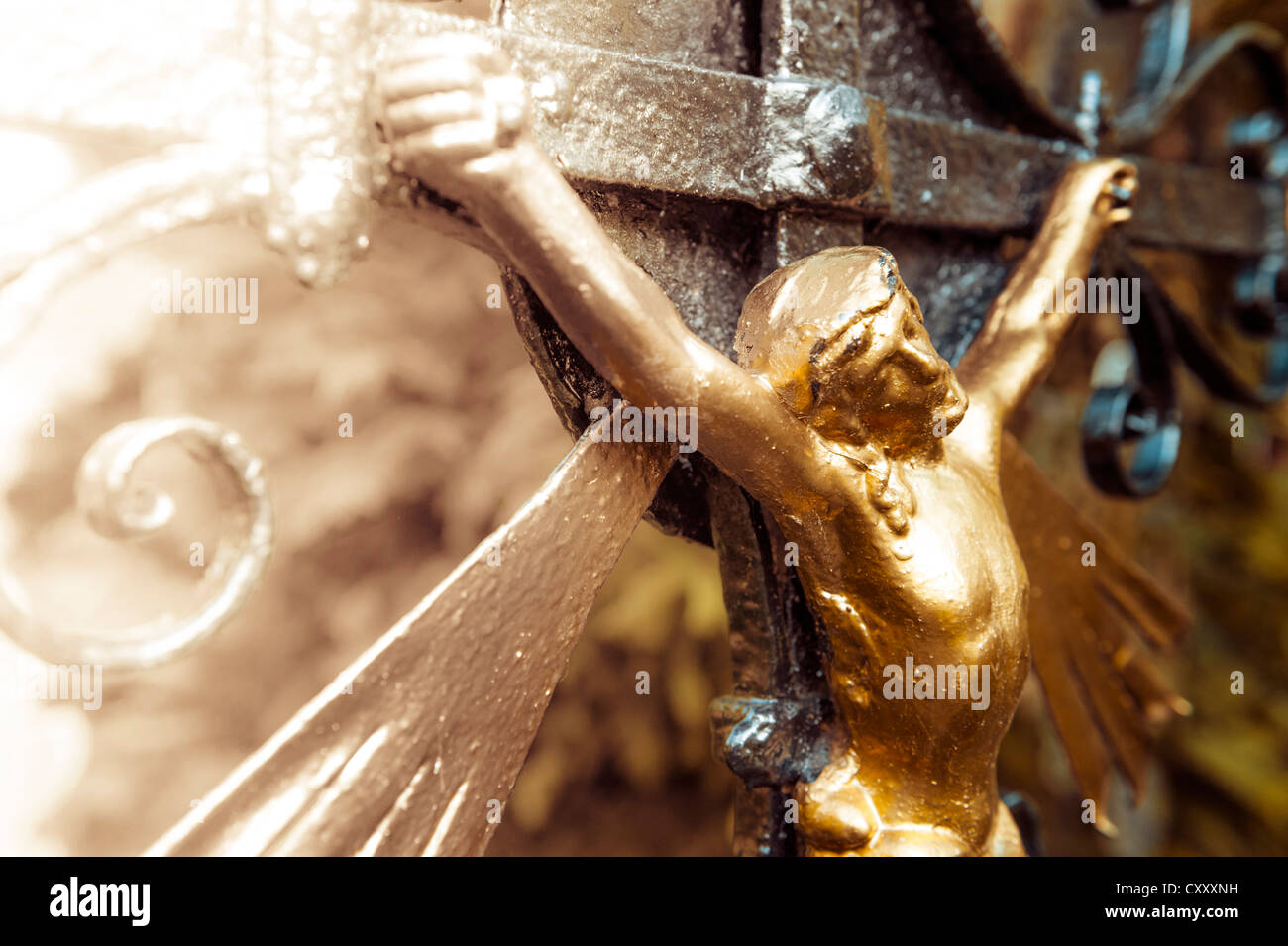 Blacksmithing, grave cross of Jesus, historic woodland cemetery ...