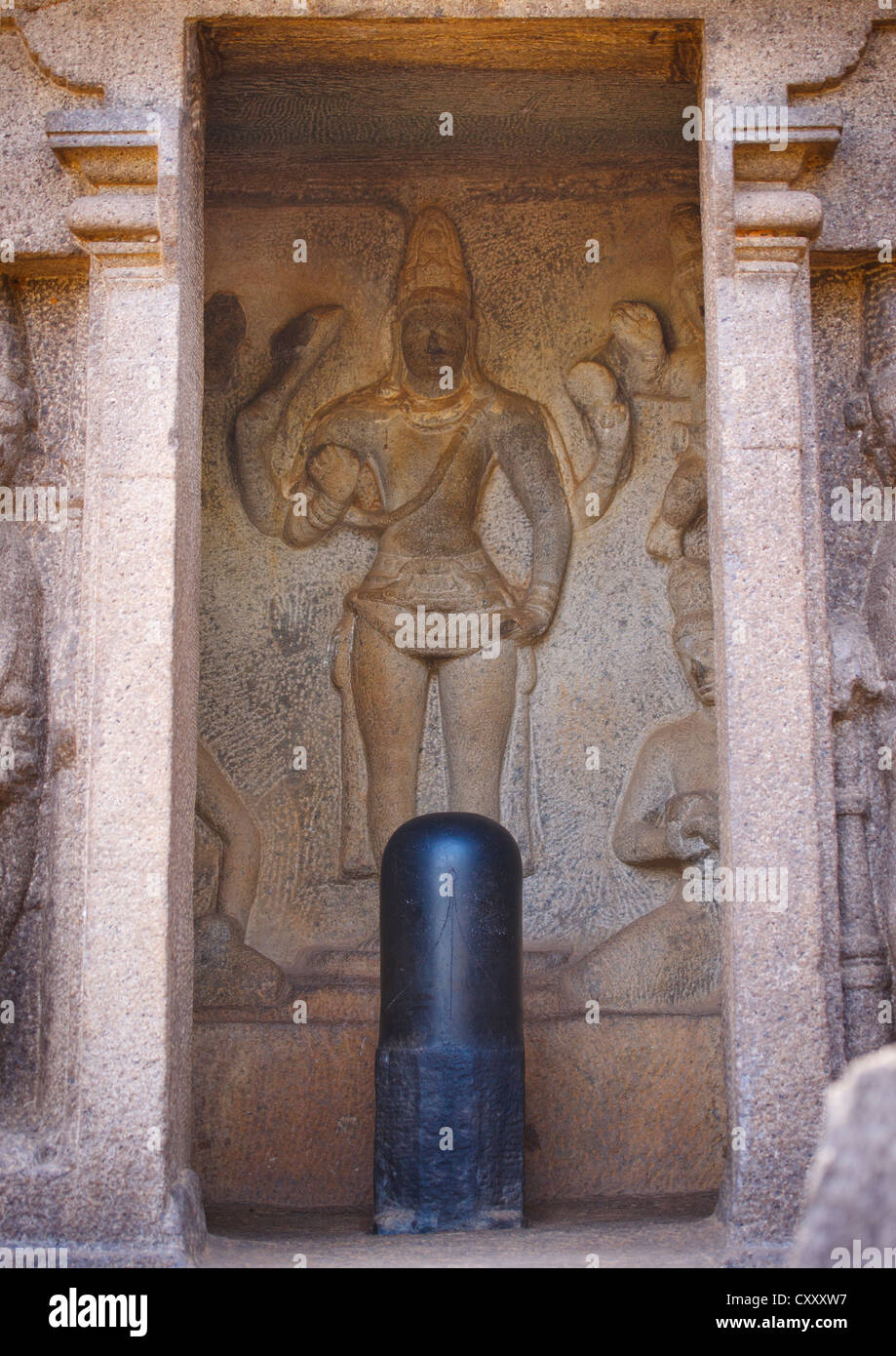 Carving Of The Goddess Durga-korravai On A Bas-relief In Front Of Shiva ...