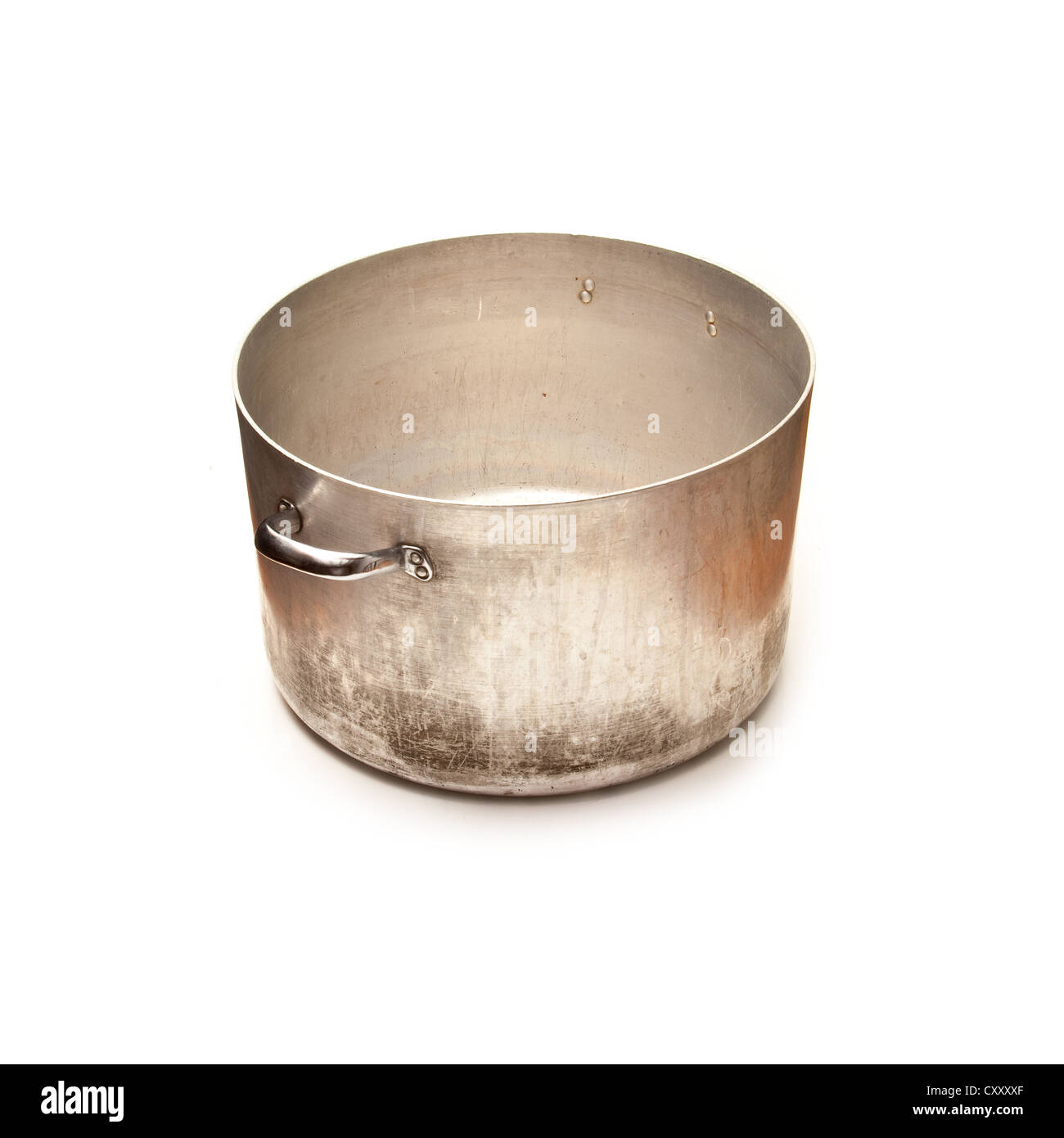 Large metal saucepan cooking pot isolated on a white studio background ...