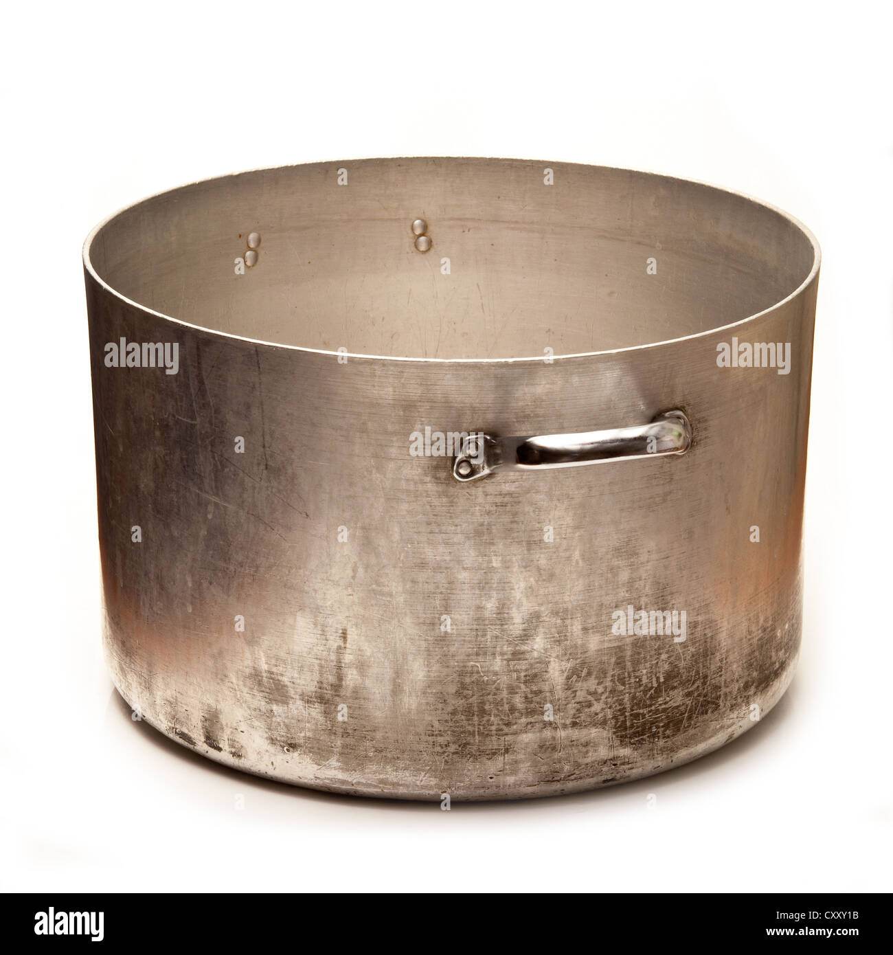Large metal saucepan cooking pot isolated on a white studio background ...