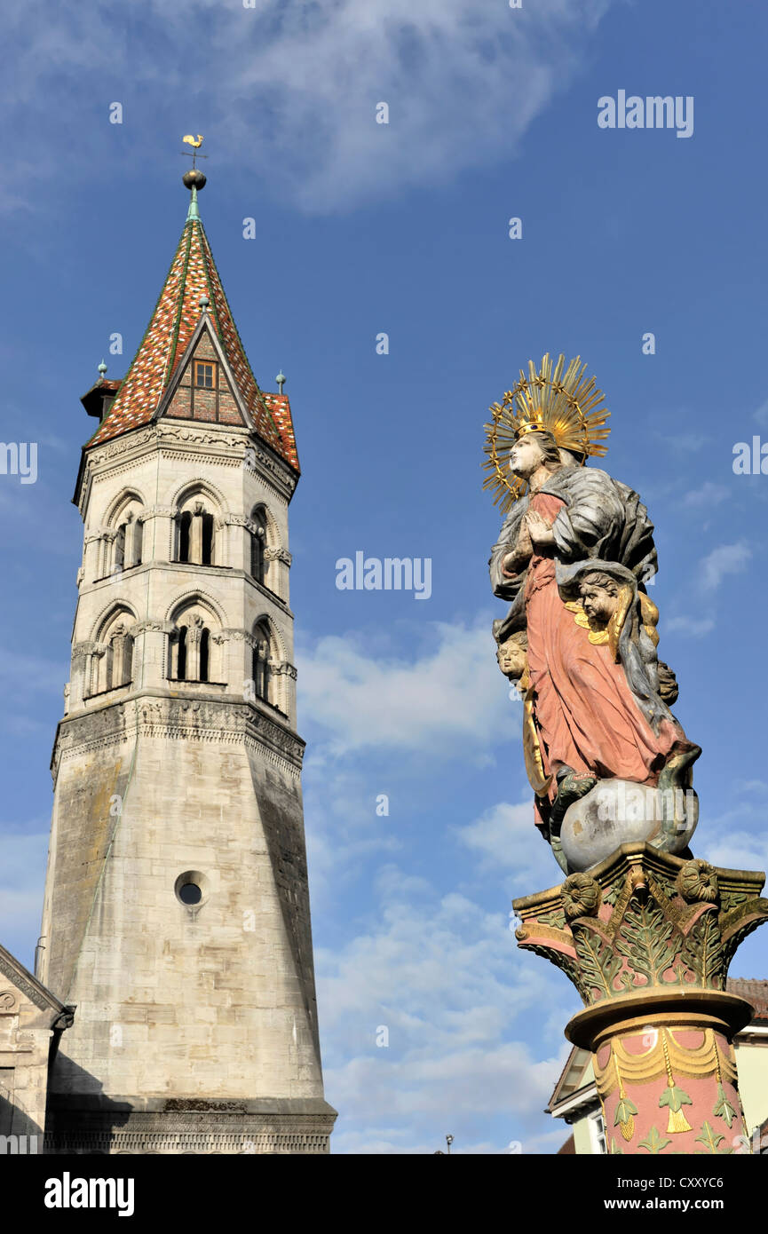 Holy figure on the market well in front of St. John's Church, with St ...